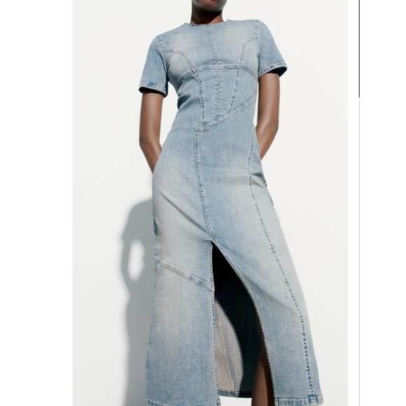 Zara | Dresses | Zara Trf Denim Midi Dressblue 722782 | Poshmark